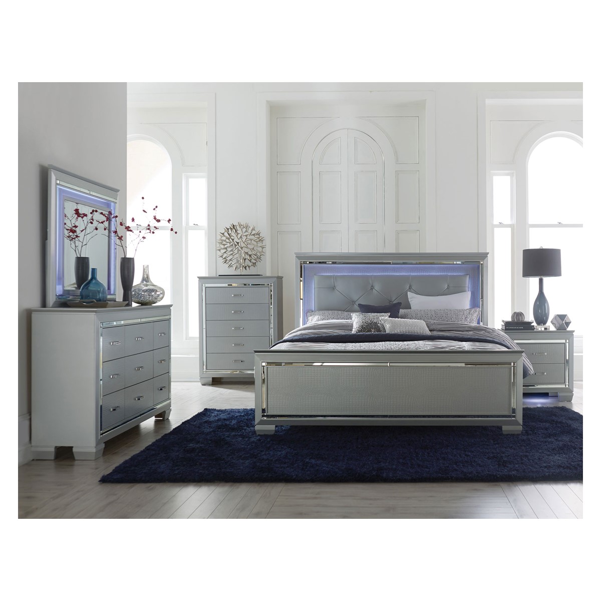 Isabel Gray 4-Piece King Bedroom Set | El Dorado Furniture