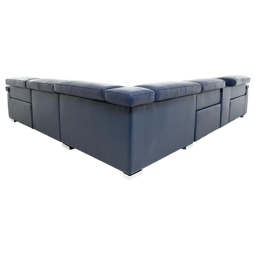 Charlie Blue Leather Power Reclining Sectional with 6PCS/3PWR | El ...