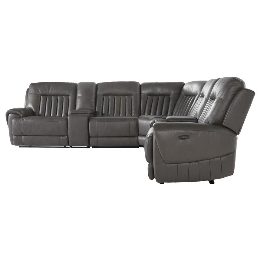 Devin Gray Leather Corner Sofa with 7PCS/3PWR | El Dorado Furniture