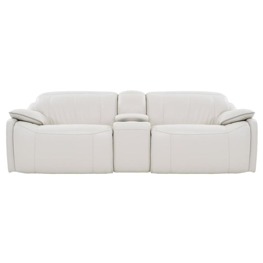 Austin Light Gray Leather Power Reclining Sofa w/Console | El Dorado ...