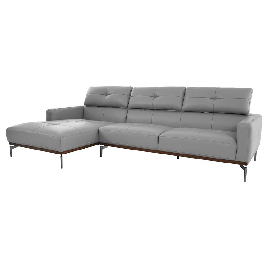 Nate Gray Leather Corner Sofa w/Left Chaise | El Dorado Furniture