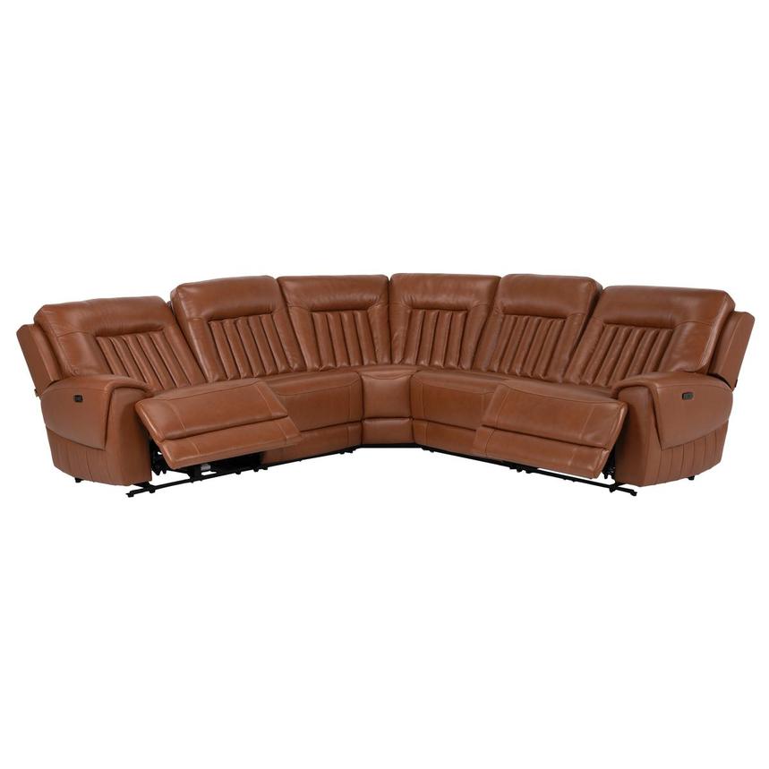 Devin Tan Leather Corner Sofa with 5PCS/2PWR | El Dorado Furniture