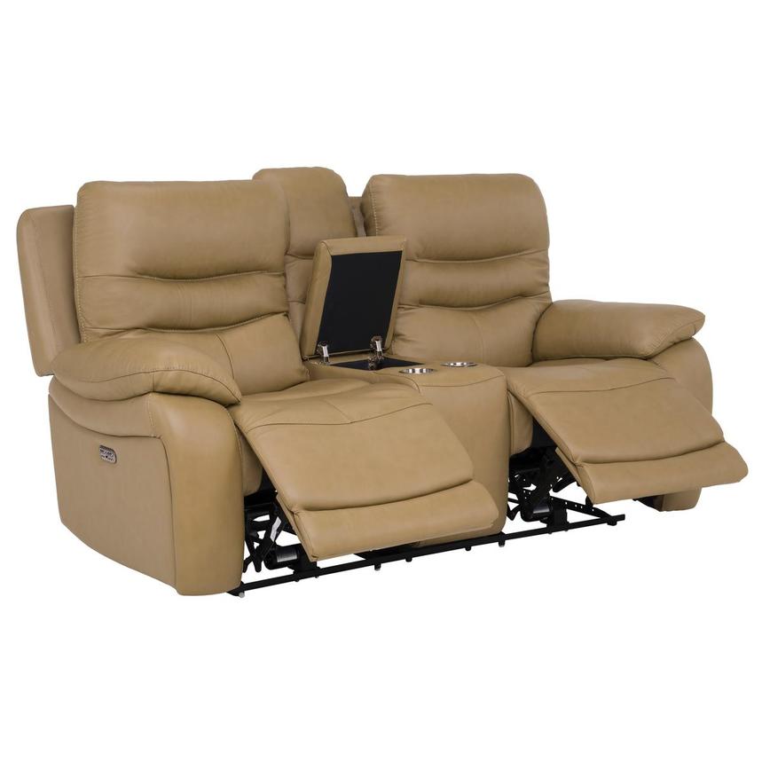 Asher Leather Power Reclining Sofa w/Console | El Dorado Furniture