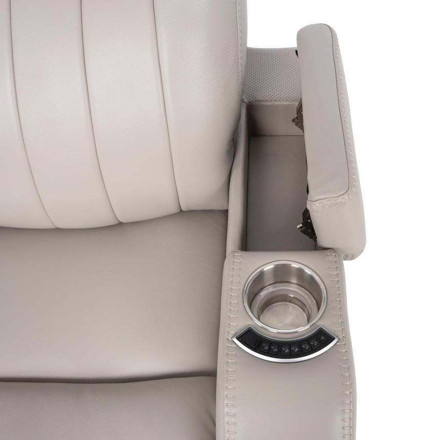 Neptune Gray Leather Power Reclining Sofa w/Console | El Dorado Furniture